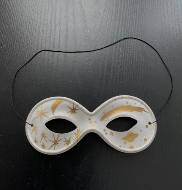 MASK: White Eye Mask with gold stars – Woodbridge Costume Rentals